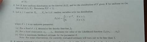 Solved 4 Let X Have Uniform Distribution On The Interval