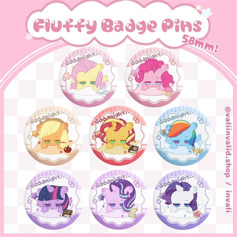 Pony Sleepy Time Squishy 58mm Fluffy Pin Badge Button Vol 1 Mlp