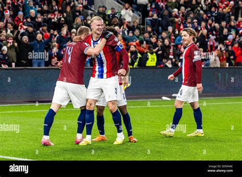 Erling Haaland Celebrating A Goal At Norway V Estonia In Oslo Norway