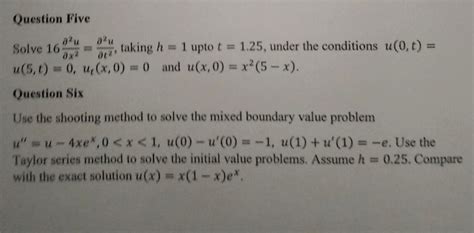Solve The Following Differential Equations Question Five Solve 16 ∂²