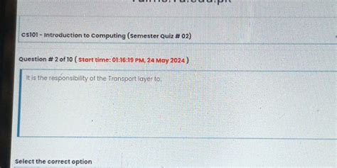 Cs101 Introduction To Computing Semester Quiz Studyx