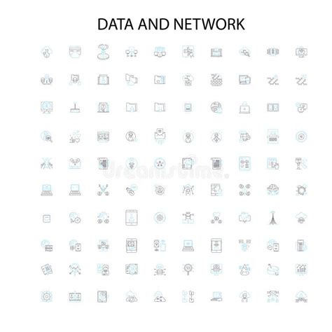 Data And Network Icons Signs Outline Symbols Concept Linear Illustration Line Collection