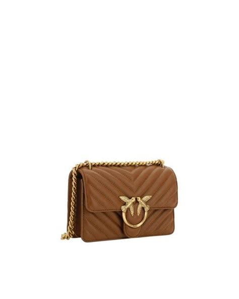 Pinko Calf Leather Bos Taurus Shoulder Bag In Brown Lyst Uk