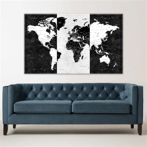 World Map Canvas Push Pin Travel Map Large Canvas Wall Art Map Wall