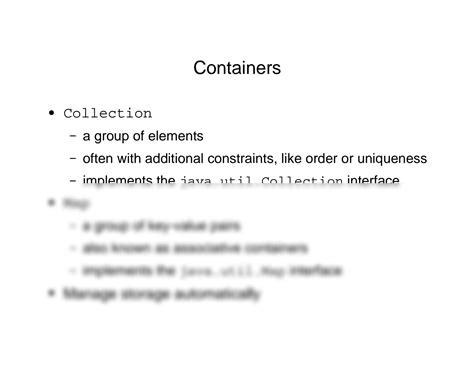 Solution Java Containers Notes Generic Containers And Iterators In