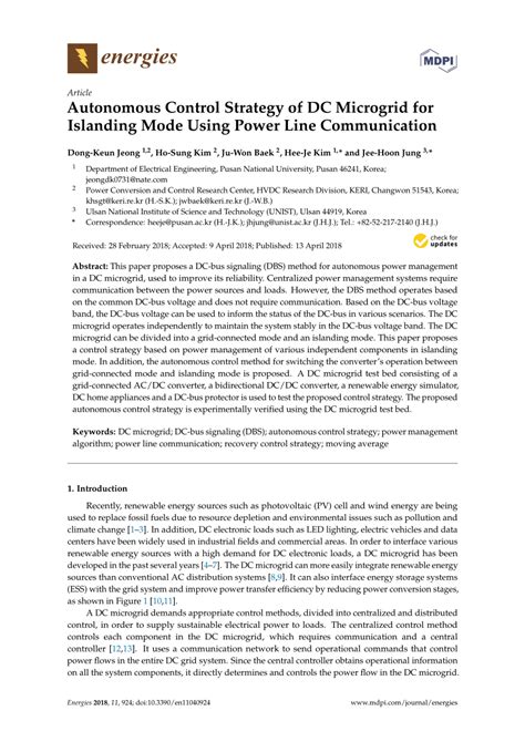 Pdf Autonomous Control Strategy Of Dc Microgrid For Islanding Mode Using Power Line Communication