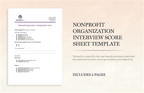 Nonprofit Organization Interview Score Sheet Template Download In