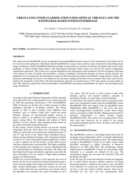 Pdf Urban Land Cover Classification Using Optical Vhr Data And The