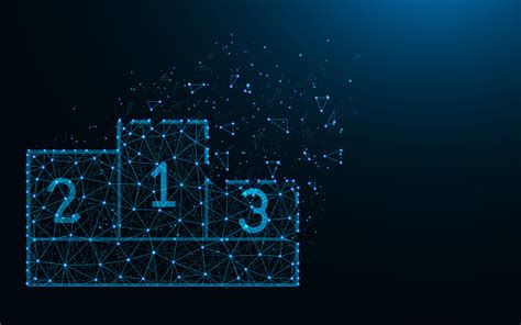 받침대 낮은 폴리 디자인 상단 장소 추상 기하학적 이미지 1 2 및 3 장소 와이어 프레임 메쉬 다각형 벡터 일러스트 는 어두운