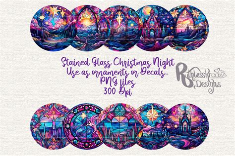 Stained Glass Christmas Night Set 1 Graphic By Ruthlesskrooz · Creative