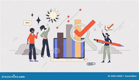 data analytics and business information reports retro tiny person concept stock illustration