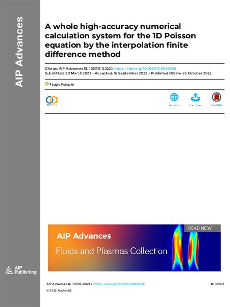 Pdf A Whole High Accuracy Numerical Calculation System For The 1d Poisson Equation By The