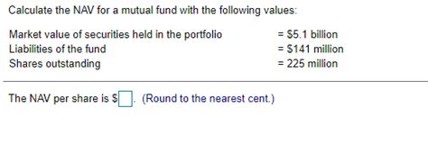 Solved Calculate The NAV For A Mutual Fund With The Chegg Com