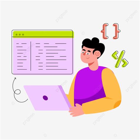 Male Developer Flat Style Illustration Vector Development Programmer Developer Png And Vector