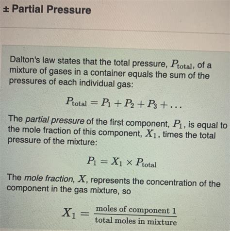 Solved Partial Pressure Daltons Law States That The Total