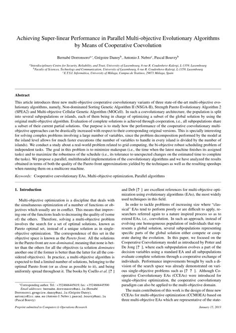 PDF Achieving Super Linear Performance In Parallel Multi Objective