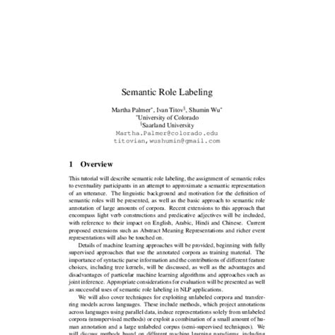 Semantic Role Labeling Acl Anthology