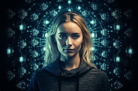 Premium Ai Image A Girl Programmer Against A Background Symbolizing