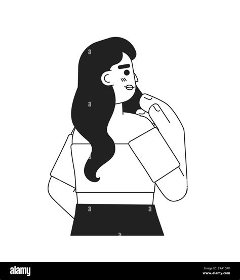 Beautiful Brunette Woman Looking Excited Monochromatic Flat Vector Character Stock Vector Image