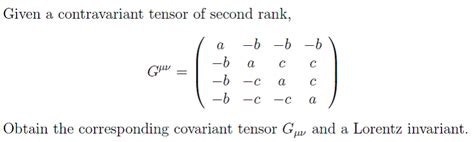 solved given a contravariant tensor of second rank gu a 6