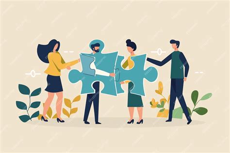 Business Team Connecting Puzzle Pieces Together Premium Ai Generated Vector