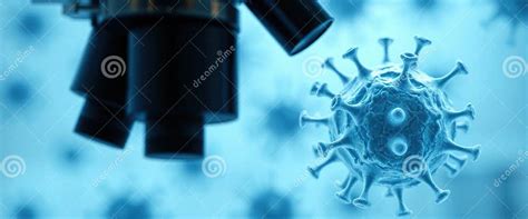 Close Up Microscopic View Of Virus Particle Under Lab Examination High Magnification Shows