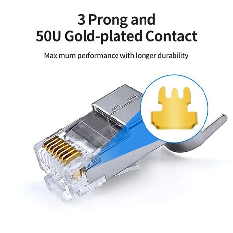Zoerax 30 Pack Cat7 Cat6a Pass Through Shielded Rj45 Connector Modular Network 50μ Gold Plated