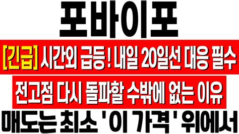 포바이포 주가 전망 시간외 급등 내일 20일선 대응 필수 다시 전고점 돌파할 수밖에 없는 이유 포바이포 주식 분석 포바이포 목표가 포바이포 퓨리오사 이재명