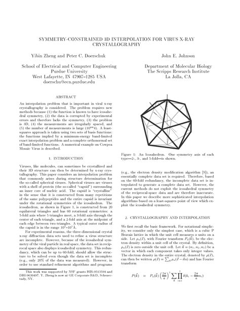 Pdf Symmetry Constrained 3d Interpolation For Virus X Ray Crystallography