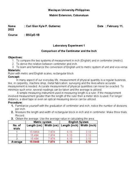 Physics Labexp 1 Pdf Measurement Volume