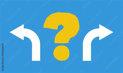 Question Mark And Two Different Direction Arrows Different Options