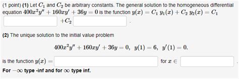 Solved Point Let C And C Be Arbitrary Constants Chegg Com