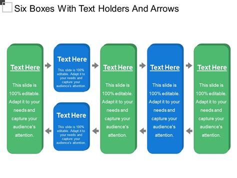 Six Boxes With Text Holders And Arrows PowerPoint Design Template Sample Presentation PPT