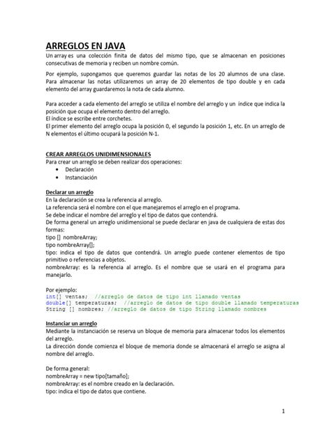 Arreglos En Java Pdf Objeto Informática Java Lenguaje De