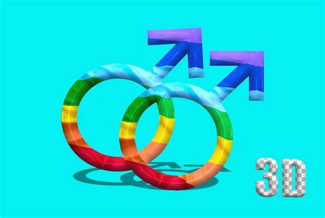 Premium Psd 3d Male Symbols Linked With Rainbow Colours