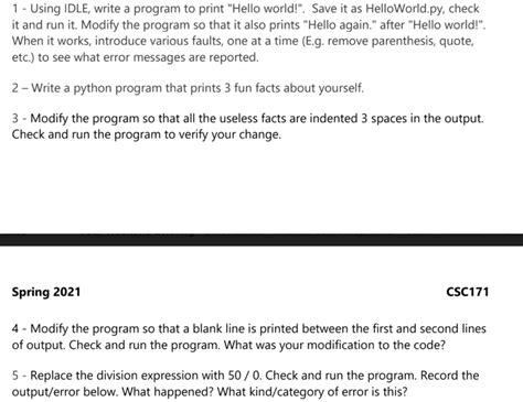 1 Using IDLE Write A Program To Print Hello Chegg