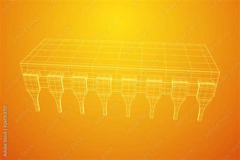 Microchip Quantum Processor Micro Processor With Board Electronic Cpu Wireframe Low Poly Mesh