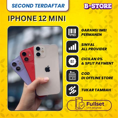 Jual Ip 12 Mini 64gb Fullset Second Terdaftar Shopee Indonesia