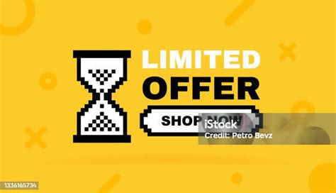 광고 배경의 모래 시계 및 기하학적 요소가있는 제한된 제안 텍스트 표현 비즈니스 프로모션 및 판매를위한 배너 템플릿 디자인 벡터 일러스트레이션 가격에 대한 스톡 벡터 아트