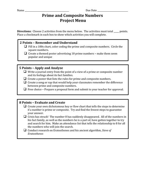 prime and composite numbers menu pdf