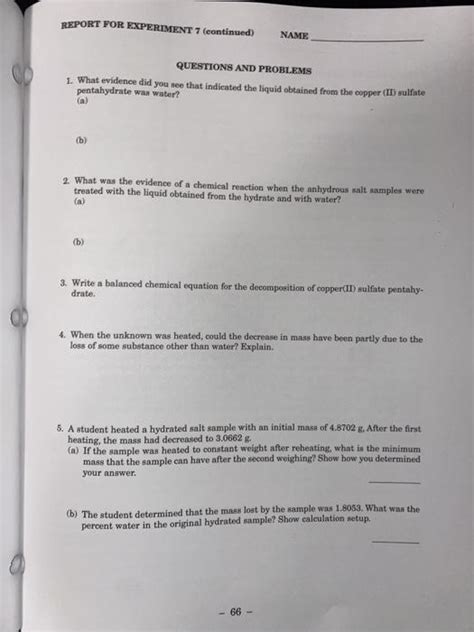 Solved Name Date Section Instructor Report For Experiment 7