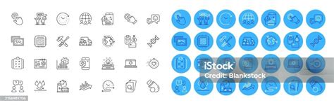 Inspect Cursor And Time Schedule Line Icons Pack For Web App Color Icon Buttons Vector Stock