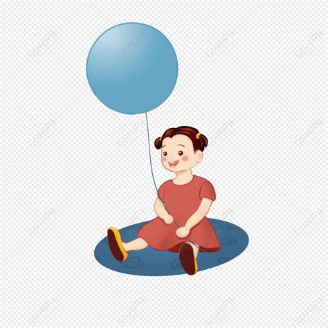 풍선을 들고 어린 소녀 Png 일러스트 무료 다운로드 Lovepik