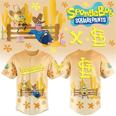 Spongebob Squarepants And St Louis Cardinals Baseball Jersey Flextify