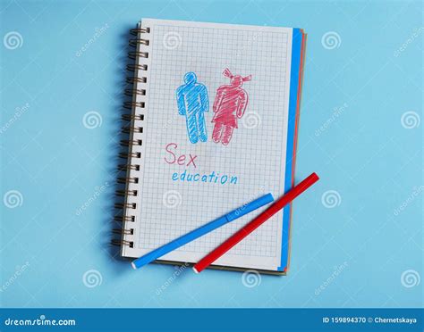 Notebook Mit Der Aufschrift Sex Education Auf Blauem Hintergrund