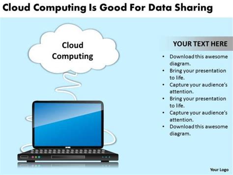 Strategy PowerPoint Template Cloud Computing Is Good For Data Sharing Ppt Slides