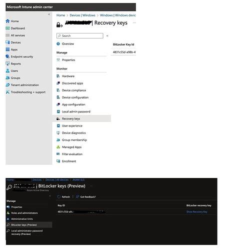 Bitlocker Recovery Key In Azure OR Intune Cloud Computing SaaS Spiceworks Community
