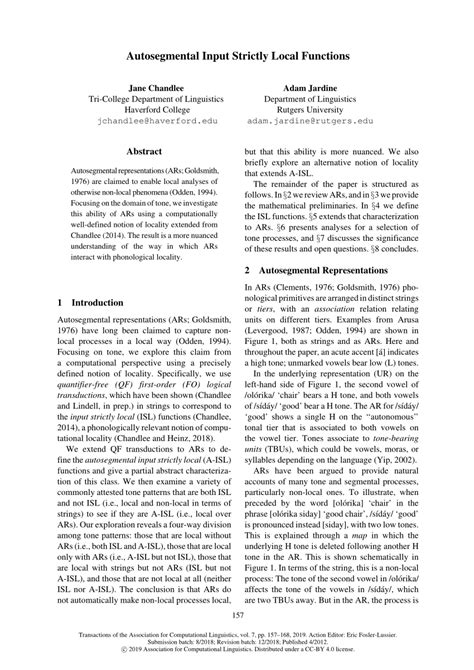 Pdf Autosegmental Input Strictly Local Functions