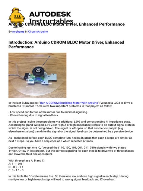 arduino cdrom bldc motor driver enhanced performance instructables pdf