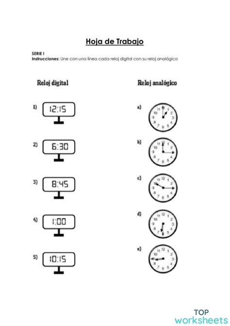 ¿qué Hora Es En El Reloj Analógico Y Digital Ficha Interactiva Topworksheets